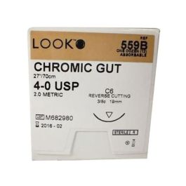 Look Sutures Gut-Chromic 4-0 27" length C6 Needle 559B 12/box