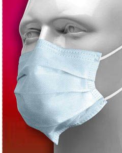 Crosstex Mask SecureFit Isofluid Earloop Level 1 Blue 50/box