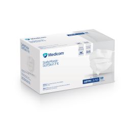 Medicom SafeMask SofSkin Fit Procedure Earloop Mask w/Chin Fit White 50/pkg
